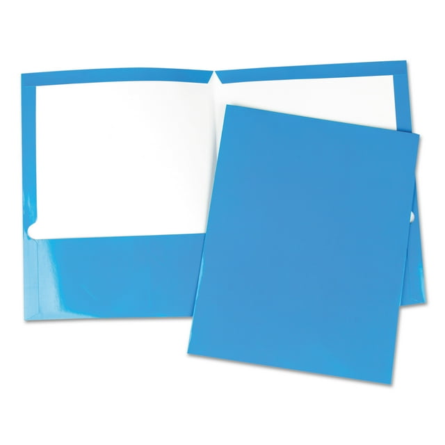 Universal Laminated Two-Pocket Folder, Cardboard Paper, Blue, 11 x 8 1/ ...