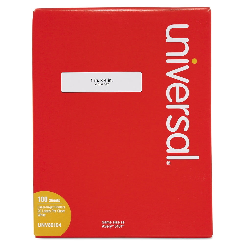 Universal Laser Printer Permanent Labels, 1 x 4, White, 100 Sheets ...