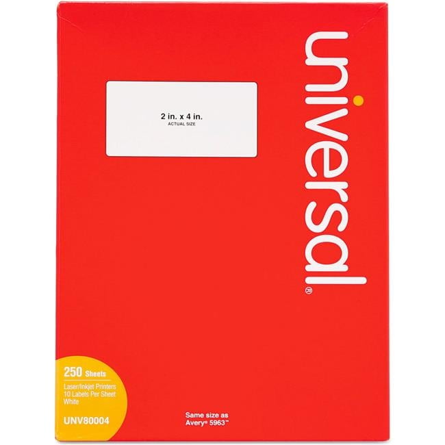 Universal Laser Printer Permanent Labels, White - 2500 Labels - 2 x 4 ...