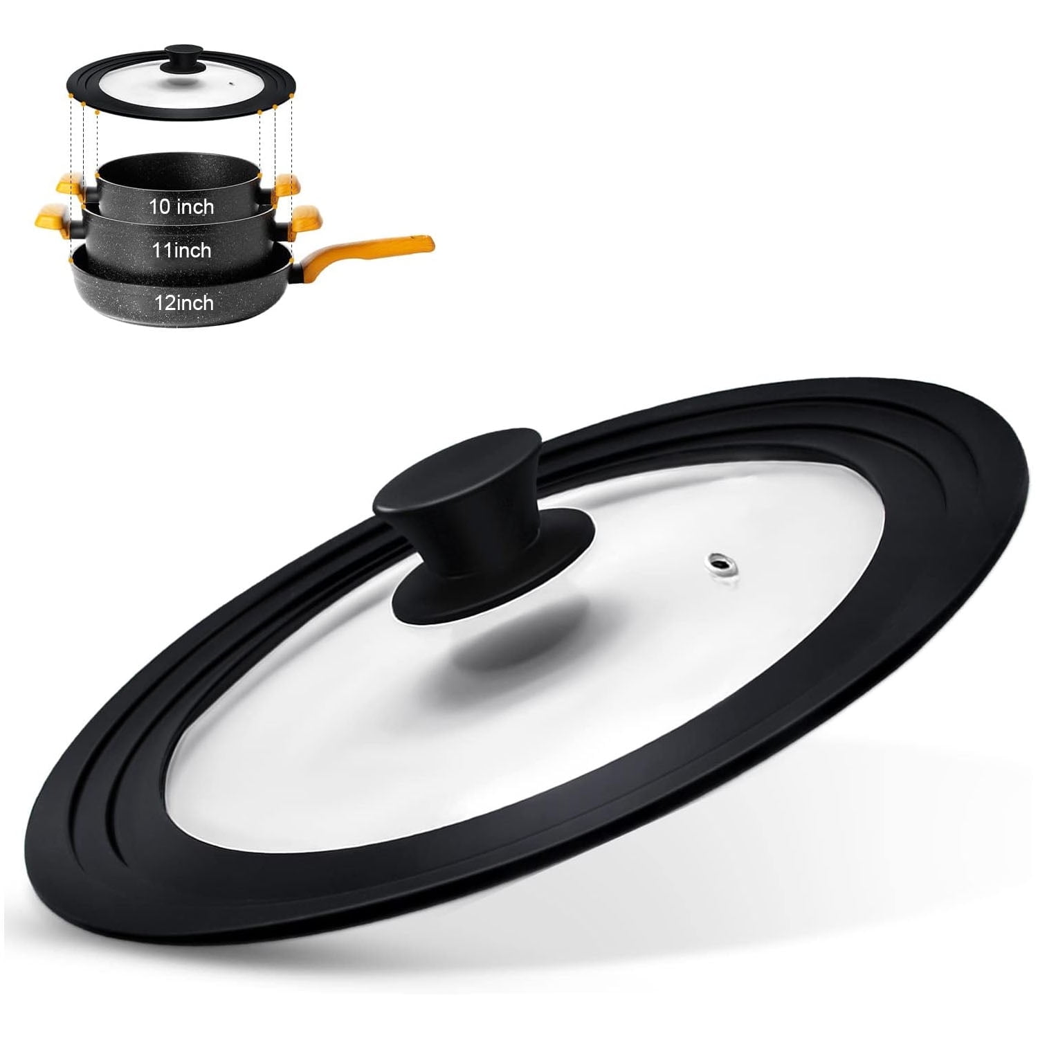 Universal Lid for Pots, Pans and Skillets - Tempered Glass with Heat ...