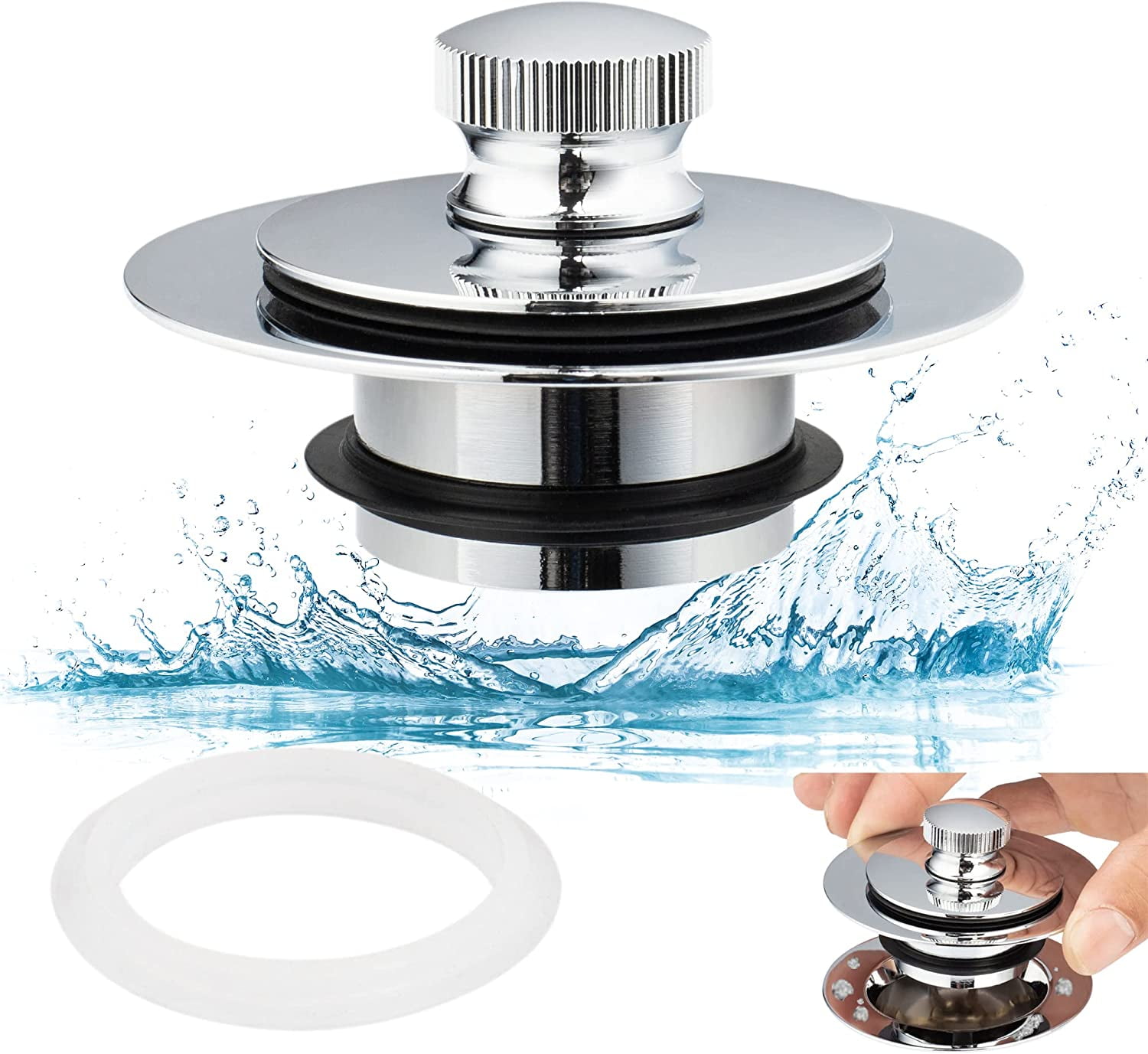 Universal Lift and Turn Bath Drain Stopper and Cover, Bathtub Drain ...