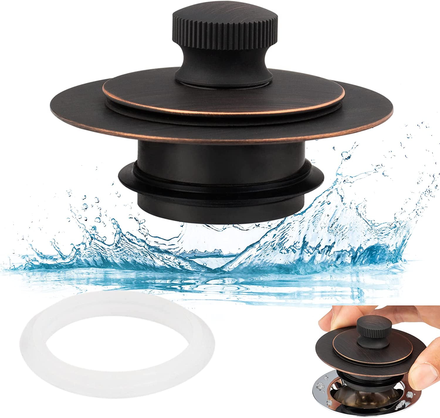 Universal Lift and Turn Bath Drain Stopper and Cover, Bathtub Drain ...