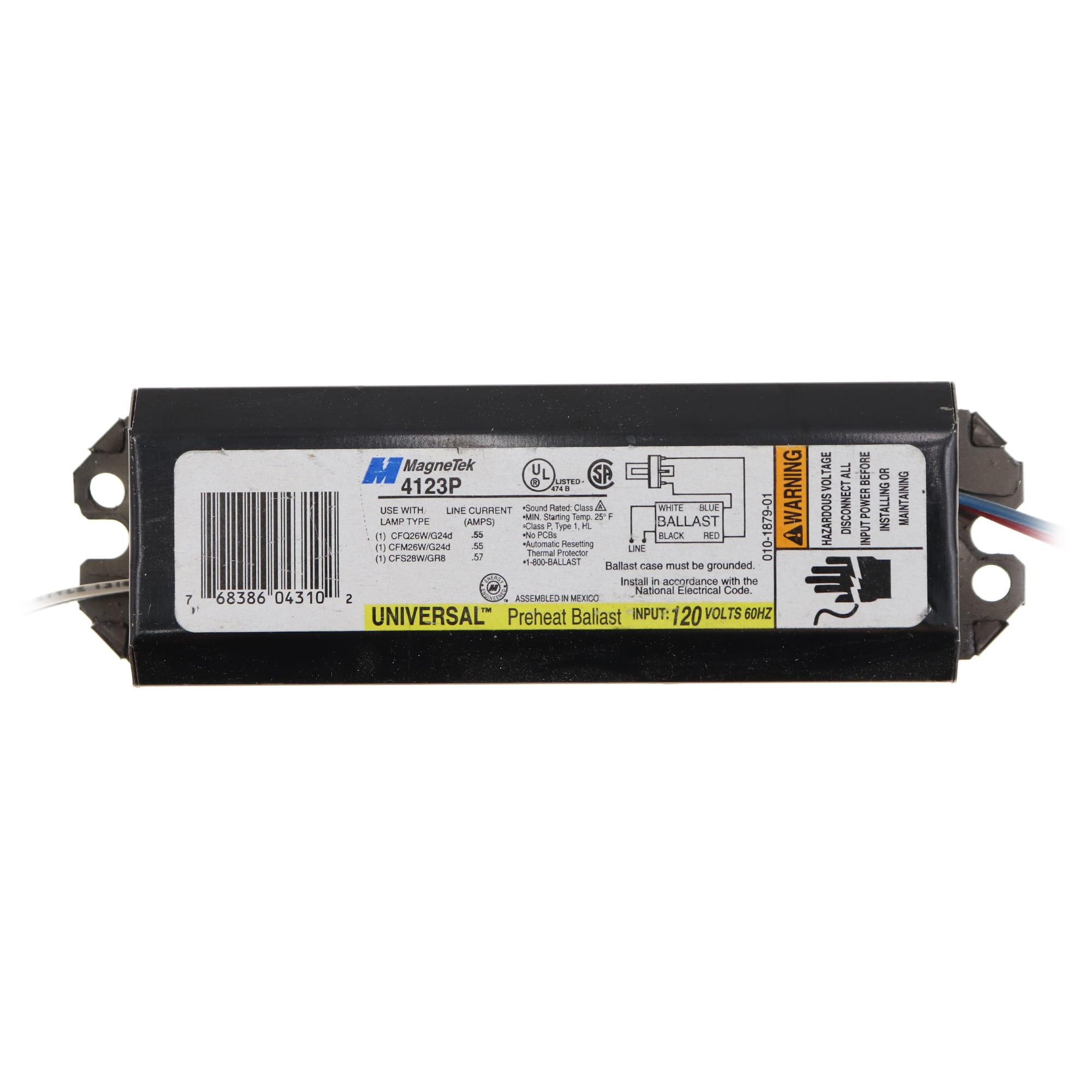 Universal Lighting 4123P Magnetic CFL Fluorescent Ballast, 1-Lamp, CFQ ...