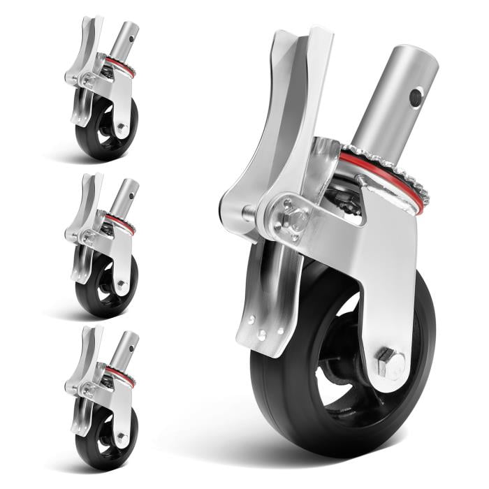 Universal Locking Swivel Casters, 6 Inch Noiseless Wheels, Dual Brake Safety, Heavy Duty Steel ...