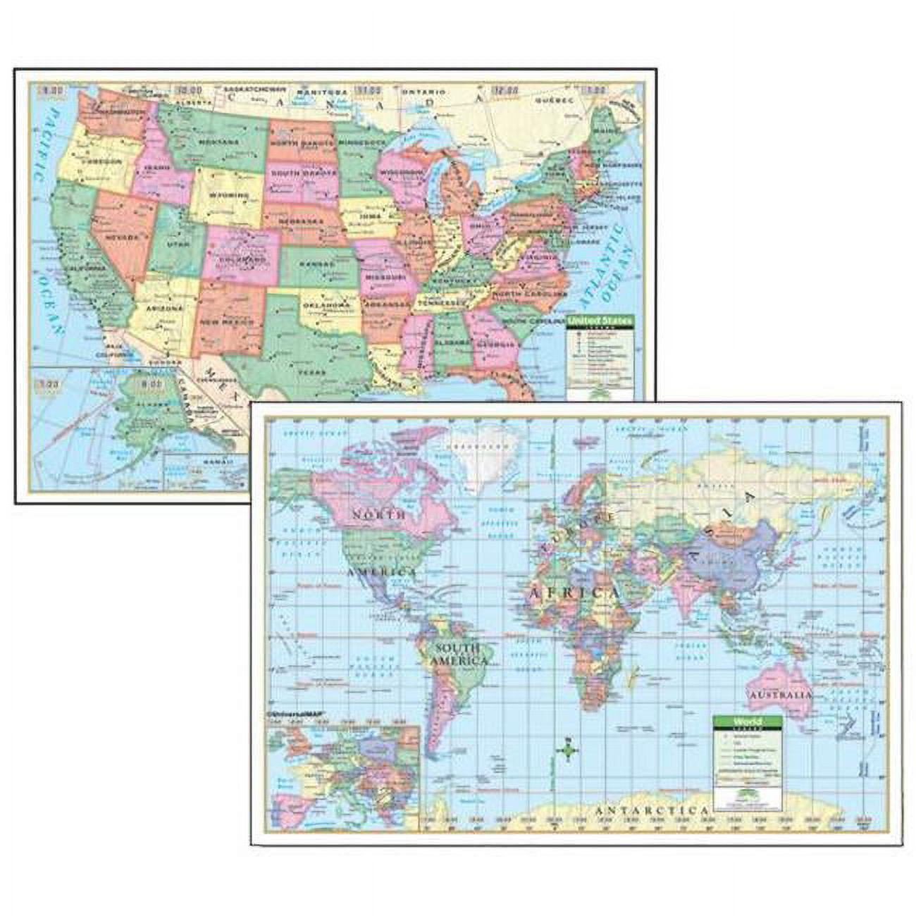 Universal Map 12489 40 x 28 Inch Us And World Paper - Rolled Maps ...
