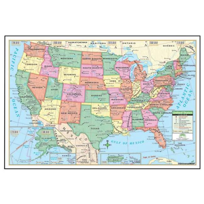 Universal Map 15008 40 x 28 Inch Us Laminated - Rolled Map - Walmart.com