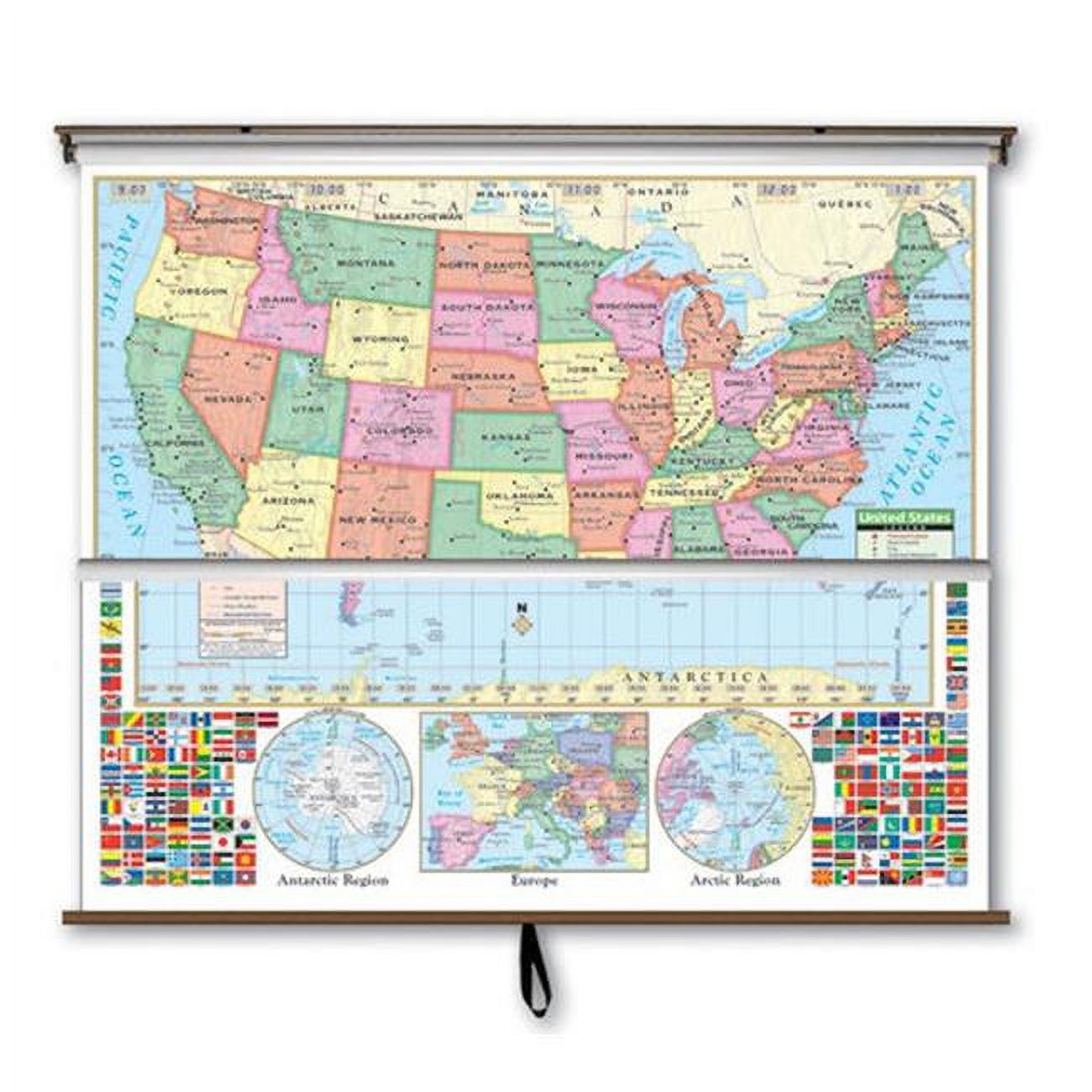 Universal Map 26089 US-World Primary Wall Map Combo - Backboard ...