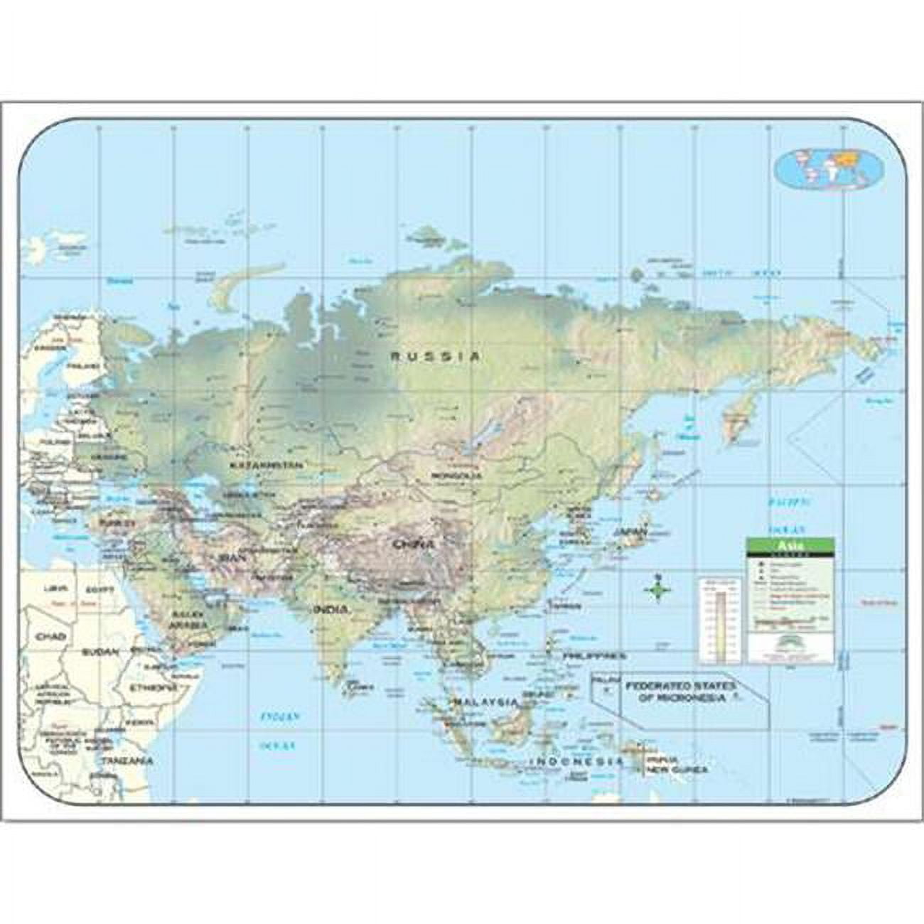 Universal Map 28427 Asia Shaded Relief Map - Walmart.com