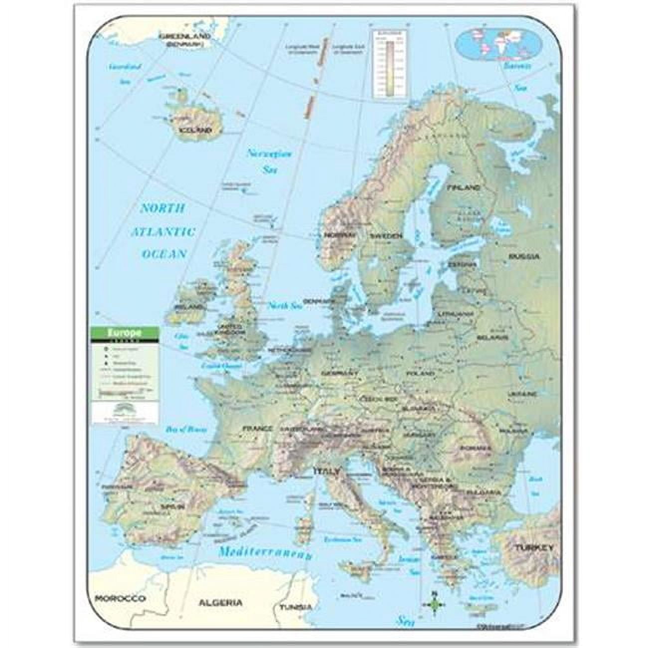 Universal Map 28429 Europe Shaded Relief Map - Walmart.com