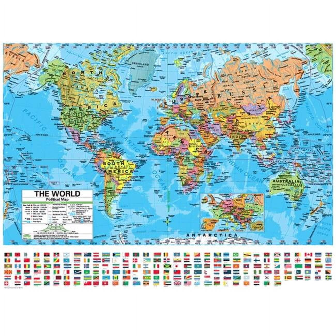 Universal Map 762542799 World Advanced Political Rolled Map Laminated ...