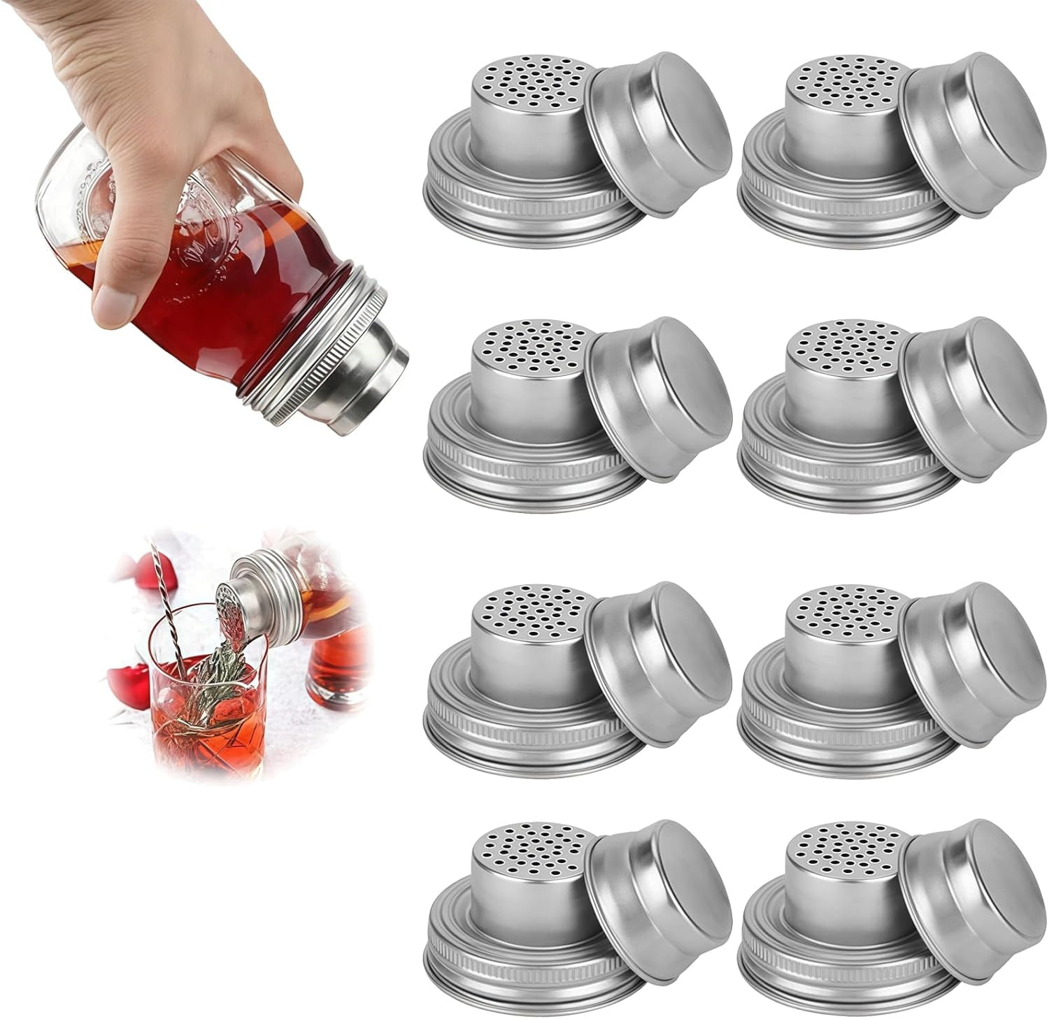 Universal Mason Jar Shaker Lids, Stainless Steel Shaker Lids for Mason ...