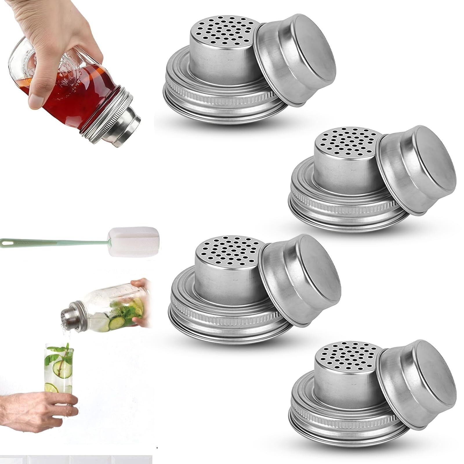 Universal Mason Jar Shaker Lids, Stainless Steel Spice Shaker Lids with ...