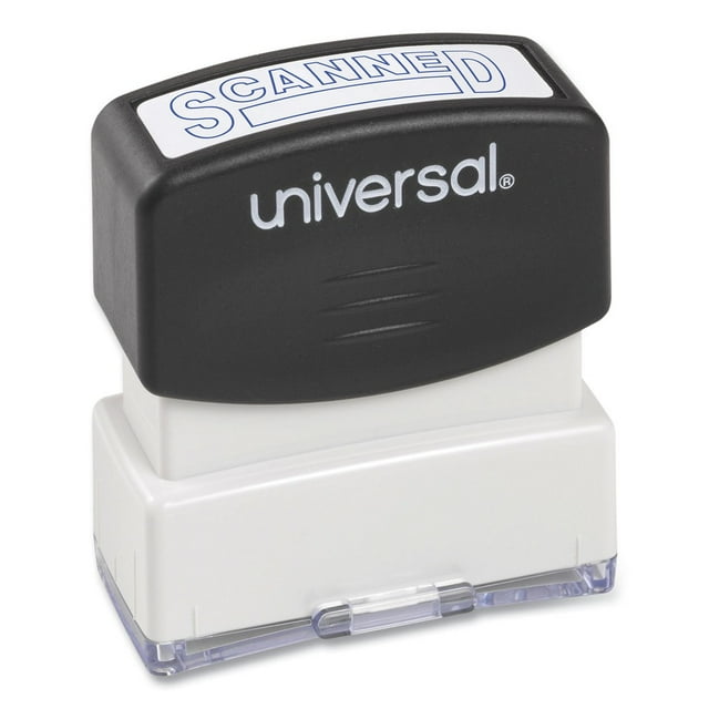 Universal Message Stamp, SCANNED, Pre-Inked One-Color, Blue -UNV10157 ...