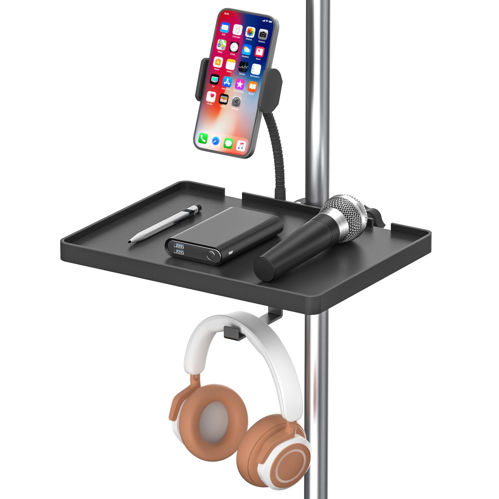 Universal Microphone Stand Tray with Phone Holder, Adjustable Stand ...