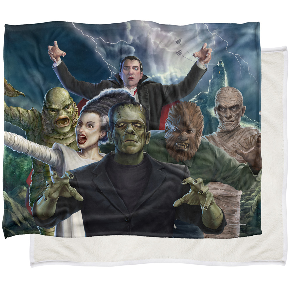 Universal Monsters Blanket, 50"x60", Monsters Group Silky Touch Sherpa ...