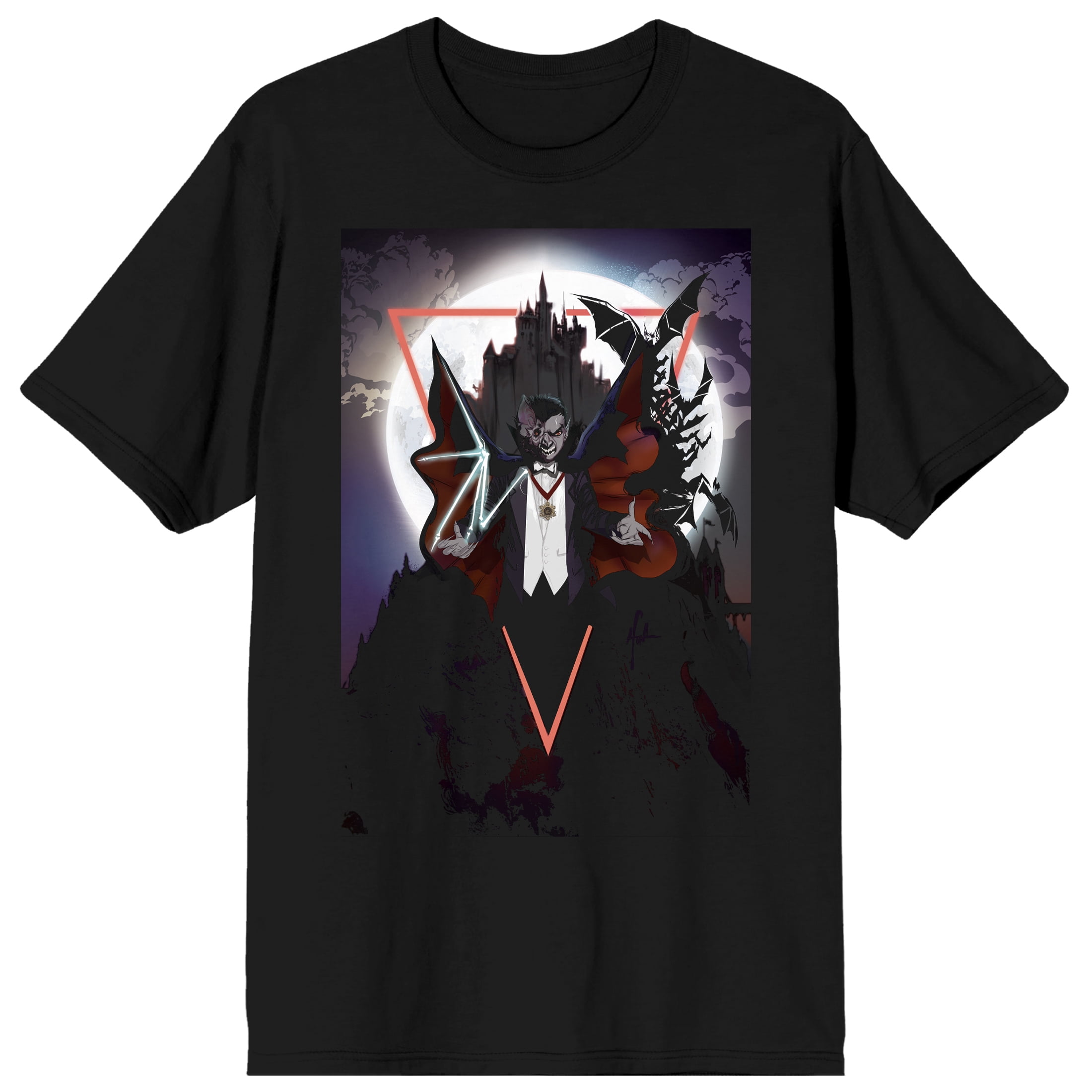 Universal Monsters Dracula Castle Crew Neck Short Sleeve Men's Black T ...