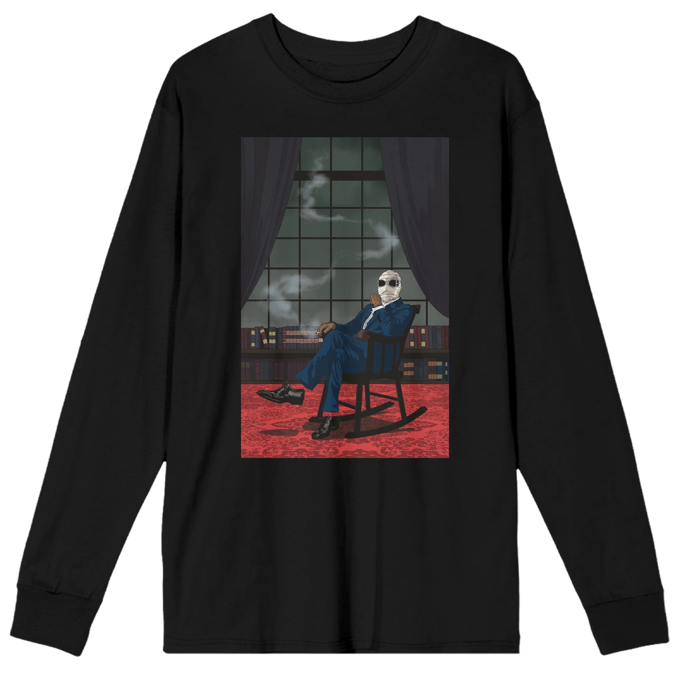 Universal Monsters Invisible Man Smoking On Rocking Chair Crew Neck ...