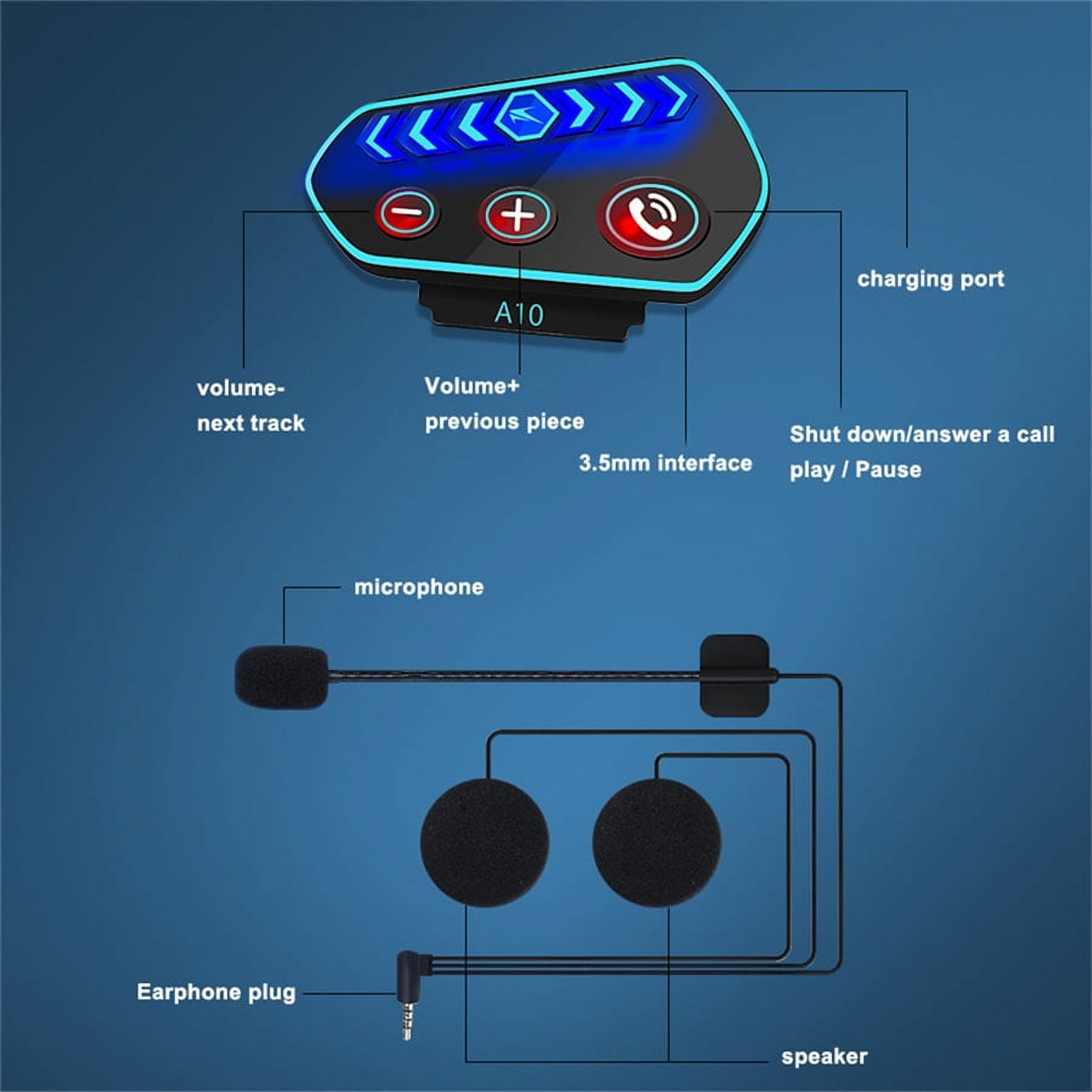 Universal Motorbike ATV Helmet Headset Bluetooth 5.0 Wireless Handsfree ...