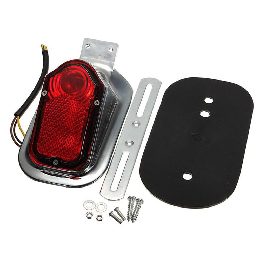 Universal Motorcycle Chrome Red Tombstone Tail Brake Light - Walmart.com
