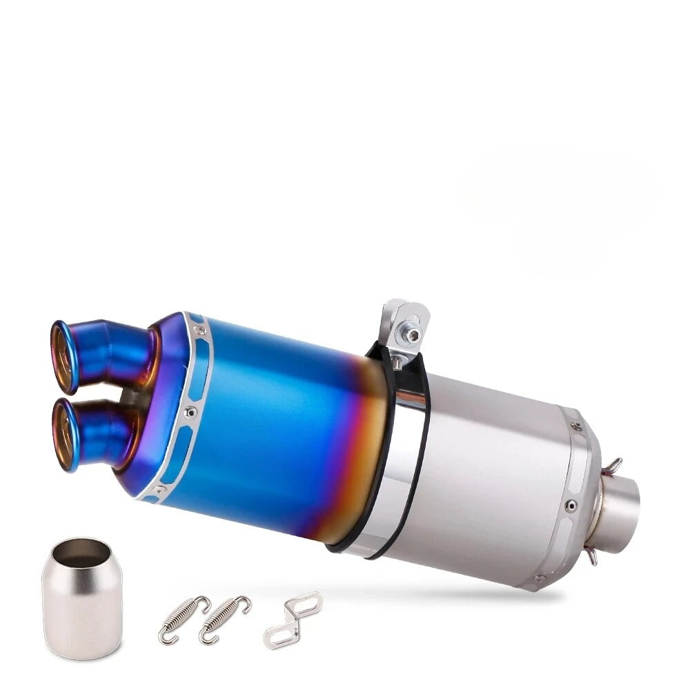 Universal Motorcycle Double Outlet Hole Exhaust Carbon Fiber Modified ...