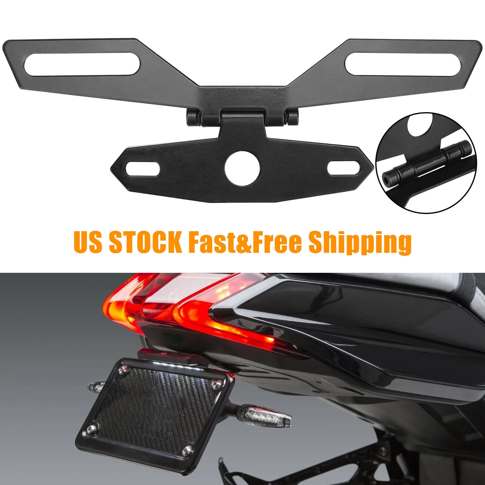Universal Motorcycle Folding License Plate Bracket Rear Tail Light ...