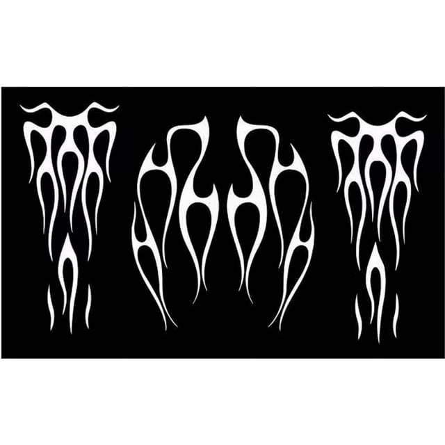 Universal Motorcycle Gas Tank & Fender Decals Black Flame Sticker Kit ...