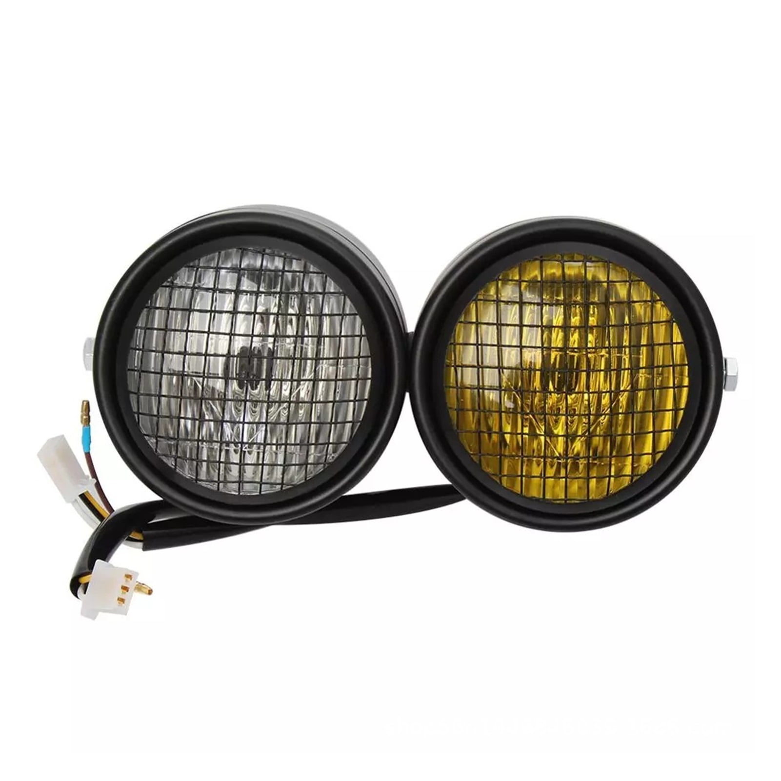 Universal Motorcycle Headlight Dual Led Twin Double Headlamp Halogen H4 ...