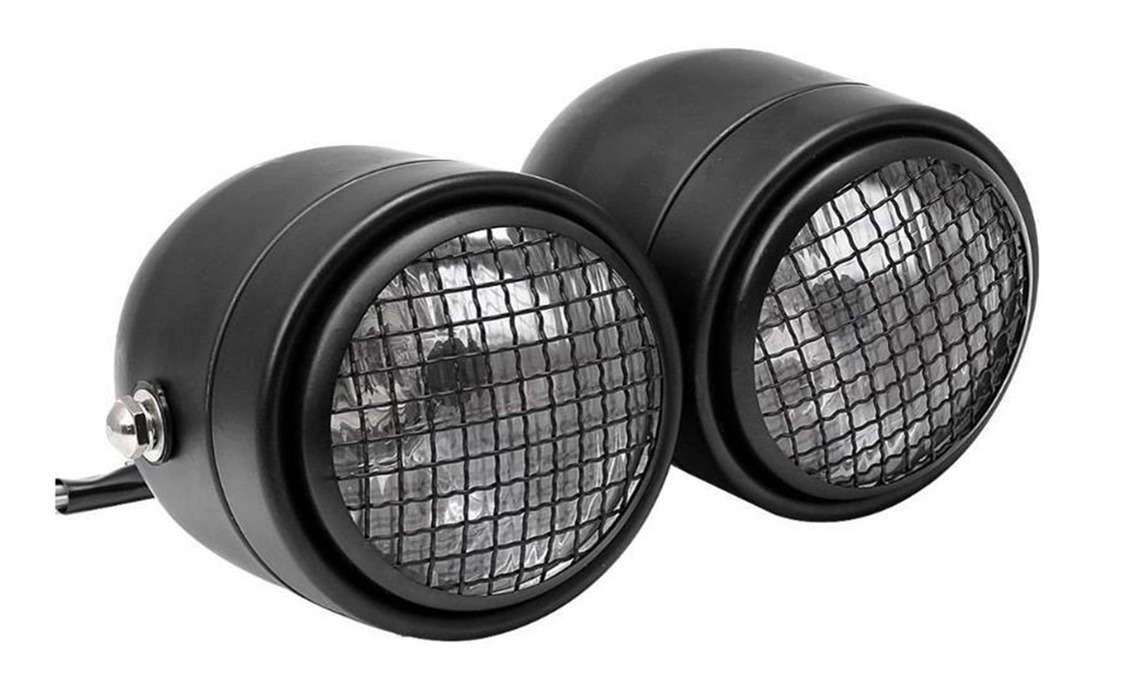 Universal Motorcycle Headlight Dual Led Twin Double Headlamp Halogen H4 ...