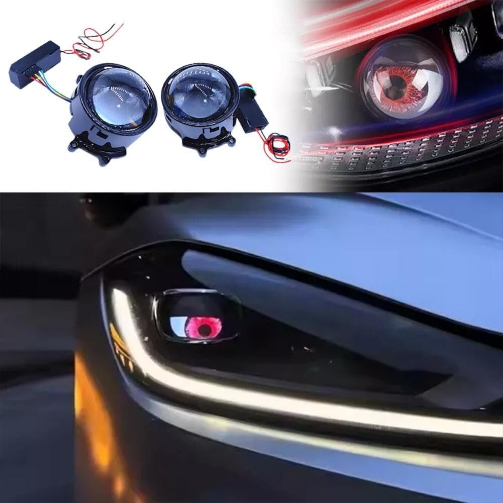 Universal Motorcycle LED Demon Eye Light Dynamic 3 Inch Devil Eyes Lens ...