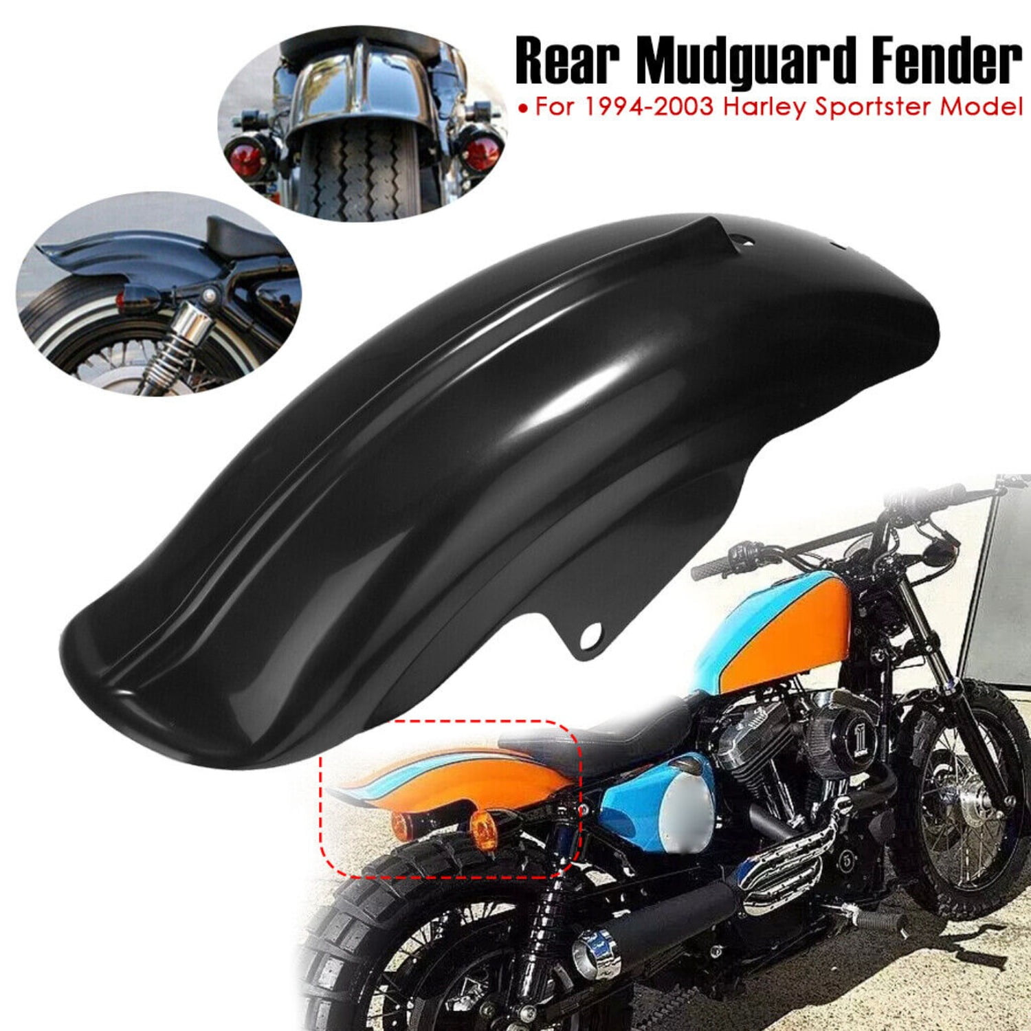 Universal Motorcycle Rear Fender Fender Compatible with Harley Chopper ...