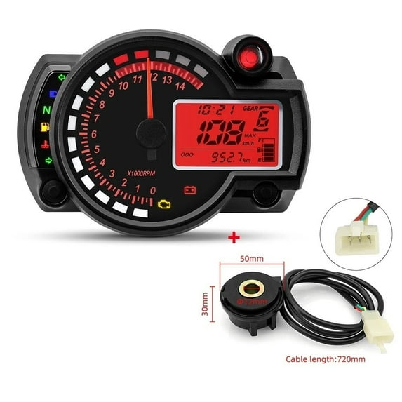 Universal Motorcycle Tachometer Digital LCD Speedometer Odometer 199km ...