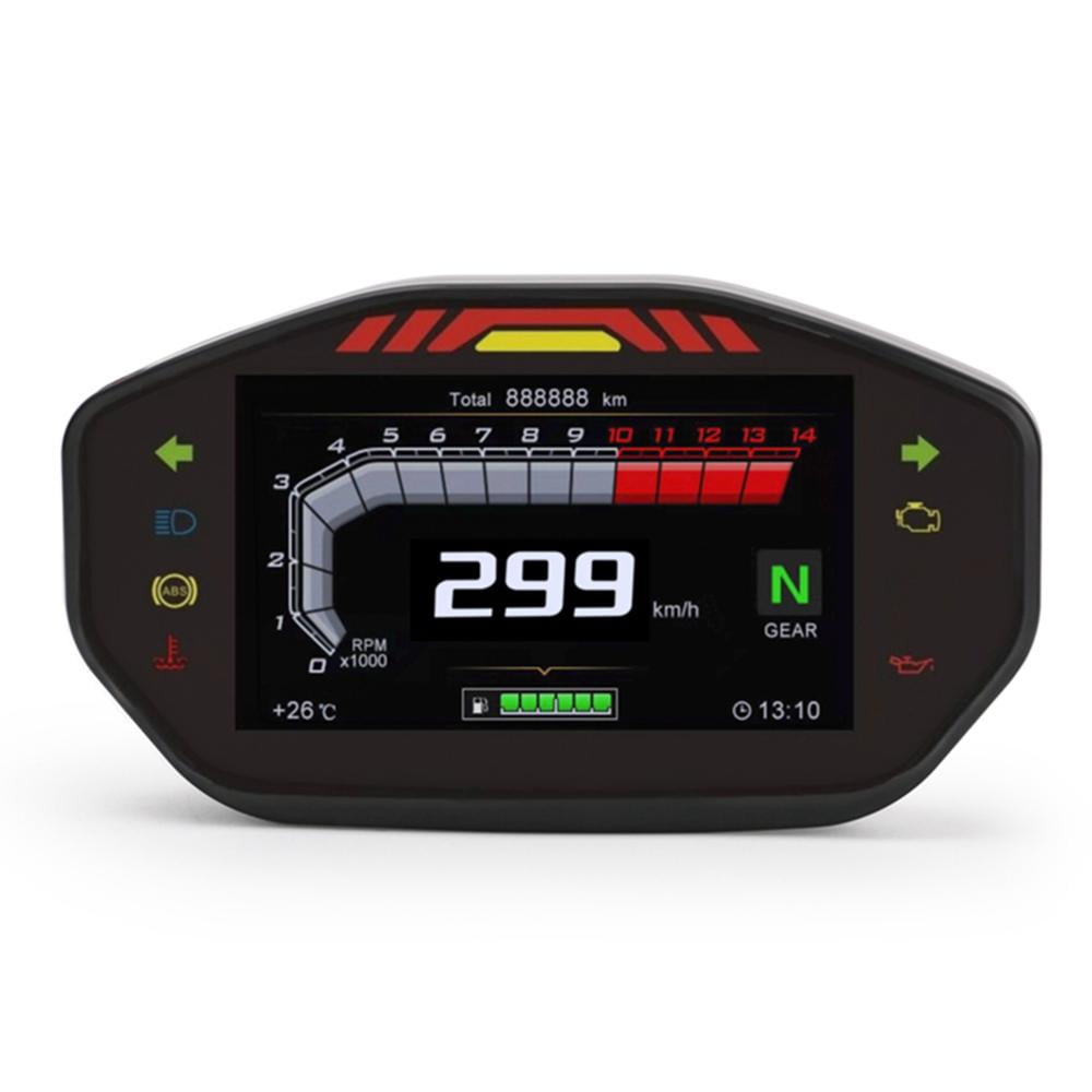 Universal Motorcycle Tft Digital Speedometer 14000Rpm 6 Gear Backlight ...