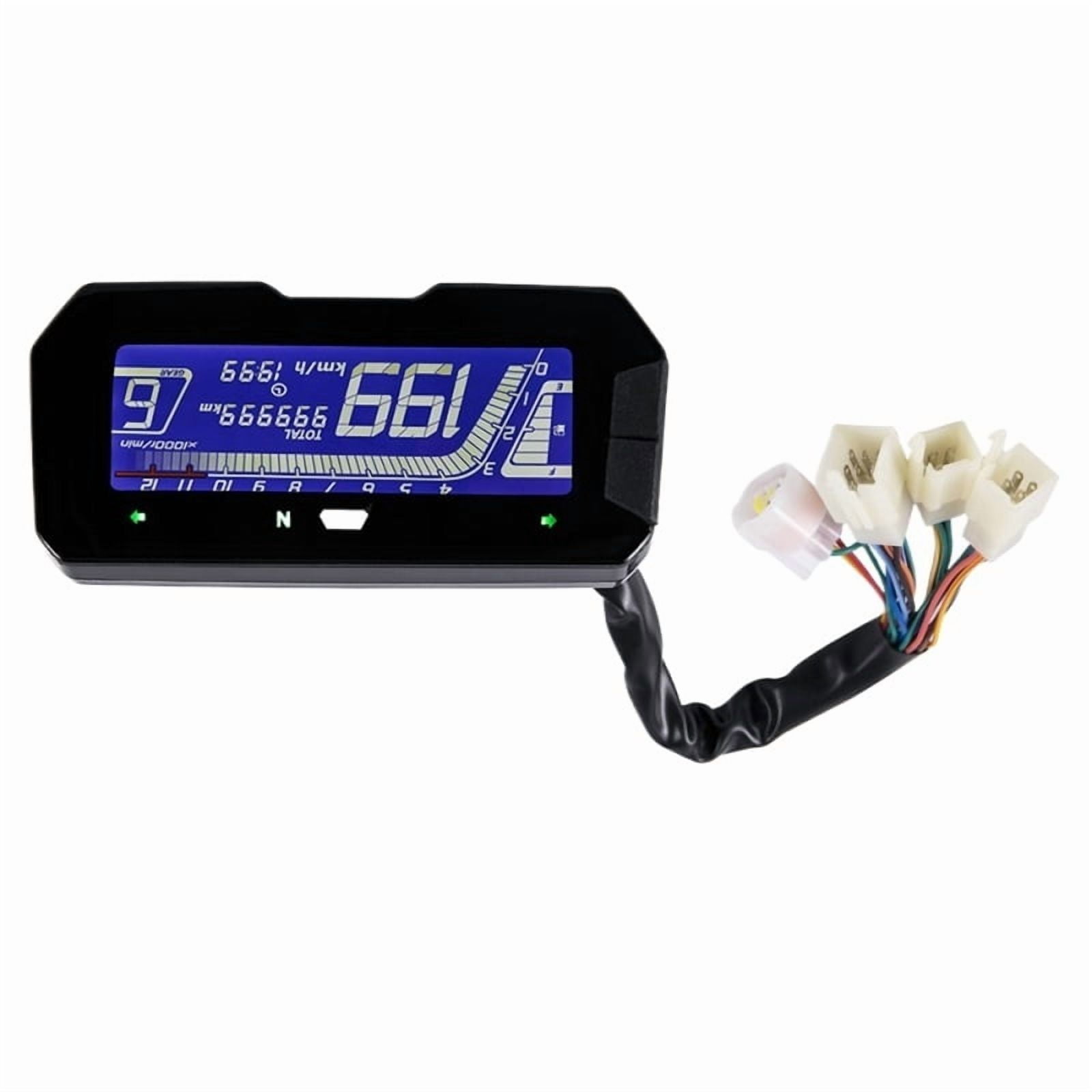 Universal Motorcycles Speedometer Gauge Tachometer Odometer LCD Display ...