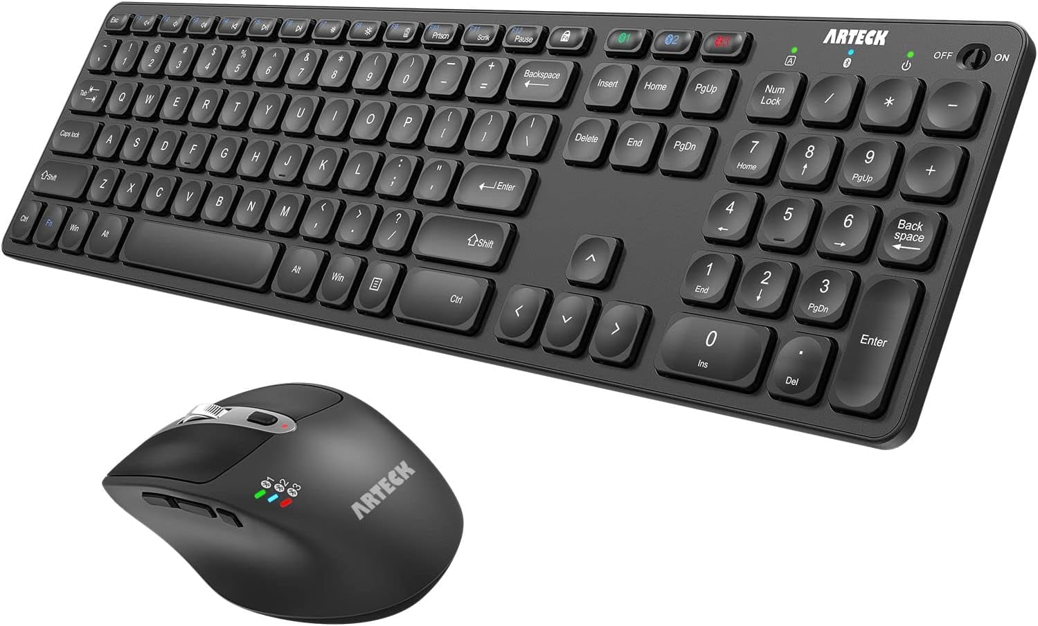 Universal Multi-Device Bluetooth Keyboard and Mouse Full Size Wireless ...