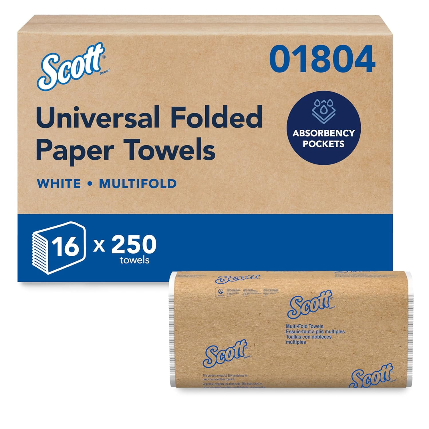 Universal Multifold Paper Towels, Bulk (01804), Absorbency Pockets ...