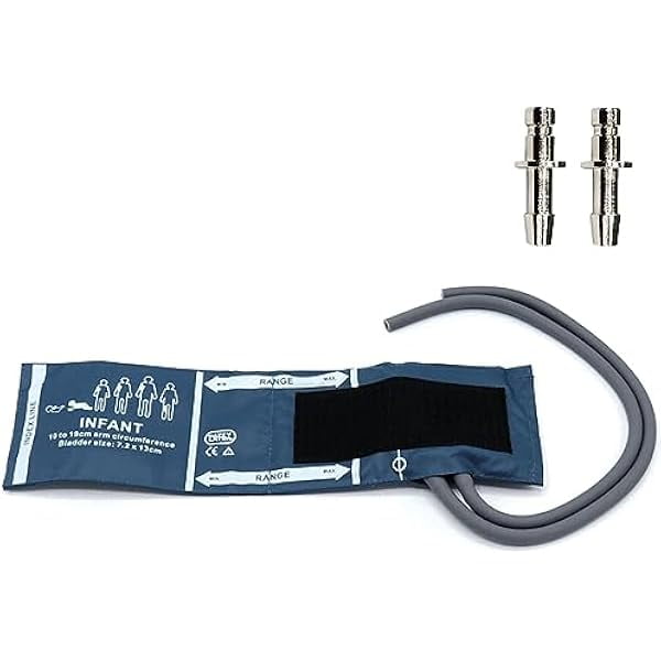 Universal NIBP Cuff with BP12 Connector for Infant, 10-19 cm Reusable Dual Tube PU Replacement ...