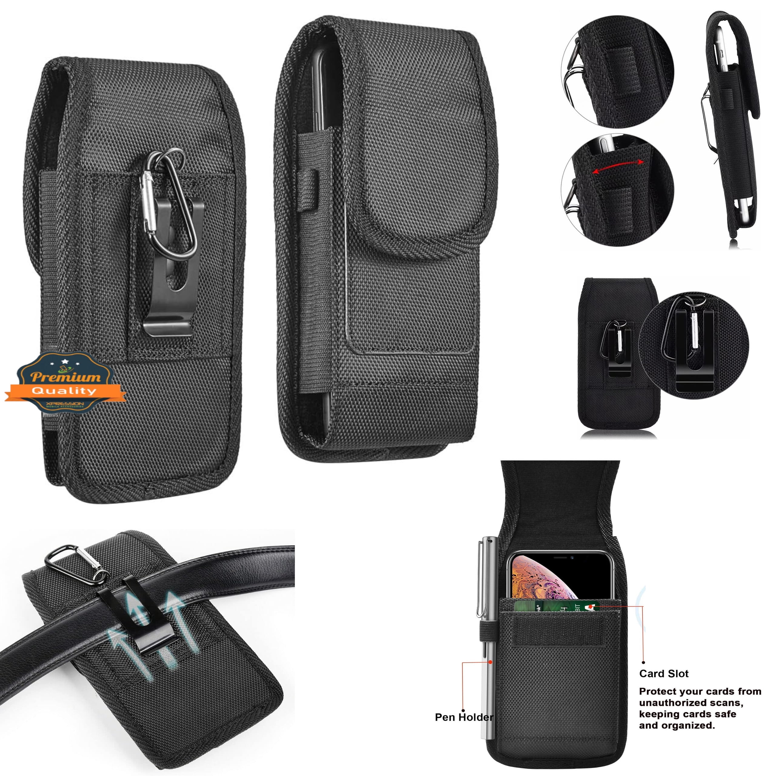 Universal Nylon Canvas Vertical Pouch Holster with Wallet Credit Card ...