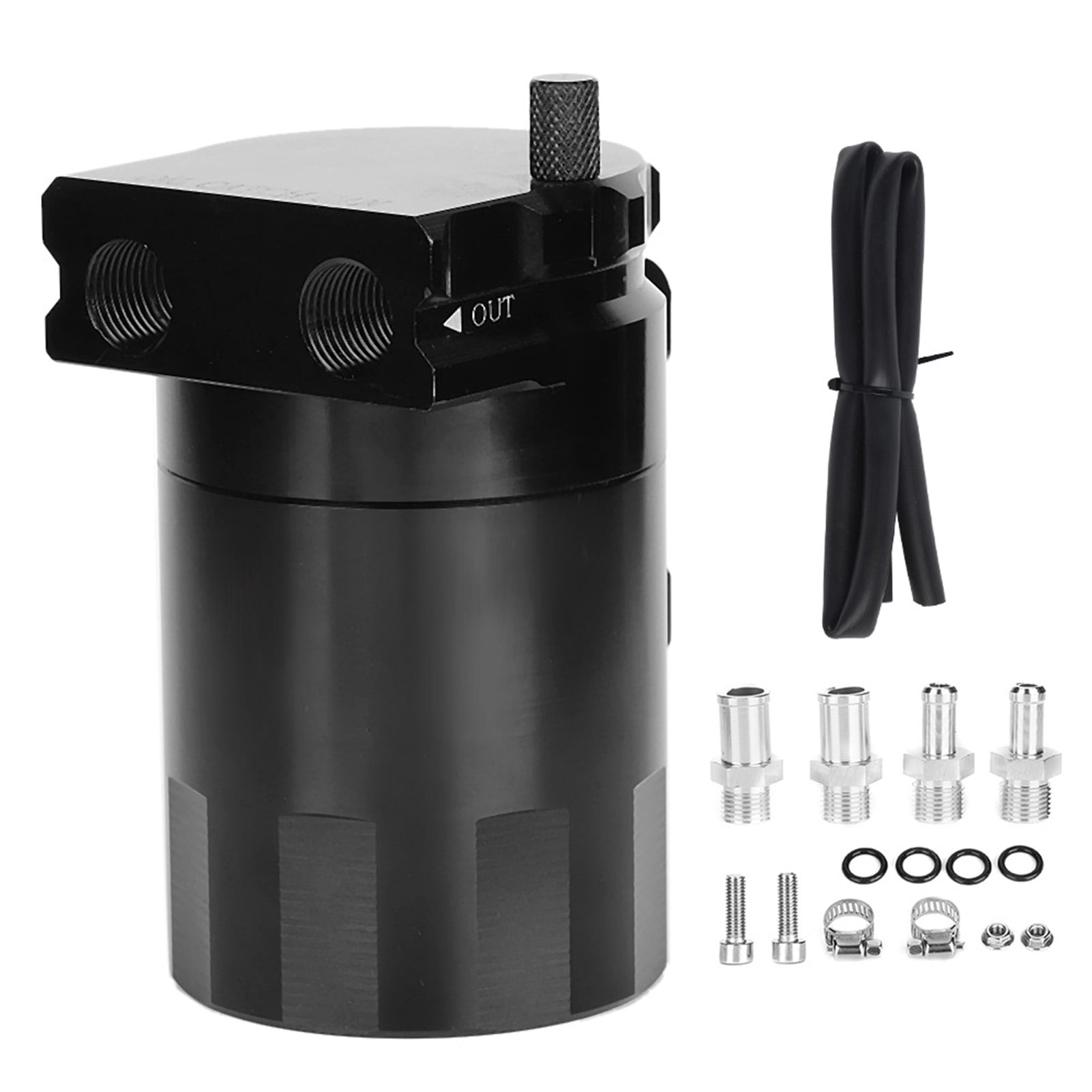 Universal Oil Catch Can Kit 300ML Reservoir Tank Engine Black Polish ...