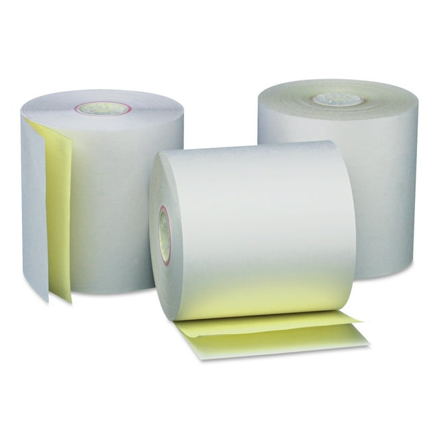 Universal One Carbonless Paper Rolls, White/Canary, 3" x 90', 50 per ...