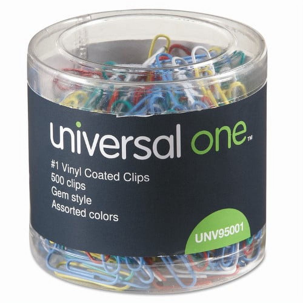 Universal One Vinyl-Coated Wire Paper Clips, No. 1, Assorted Colors ...