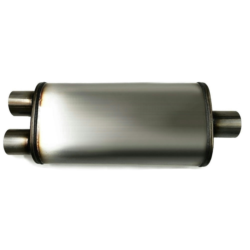 Universal Oval Exhaust Muffler 3" Inlet x 2.5" Dual Outlet x 24" Length ...