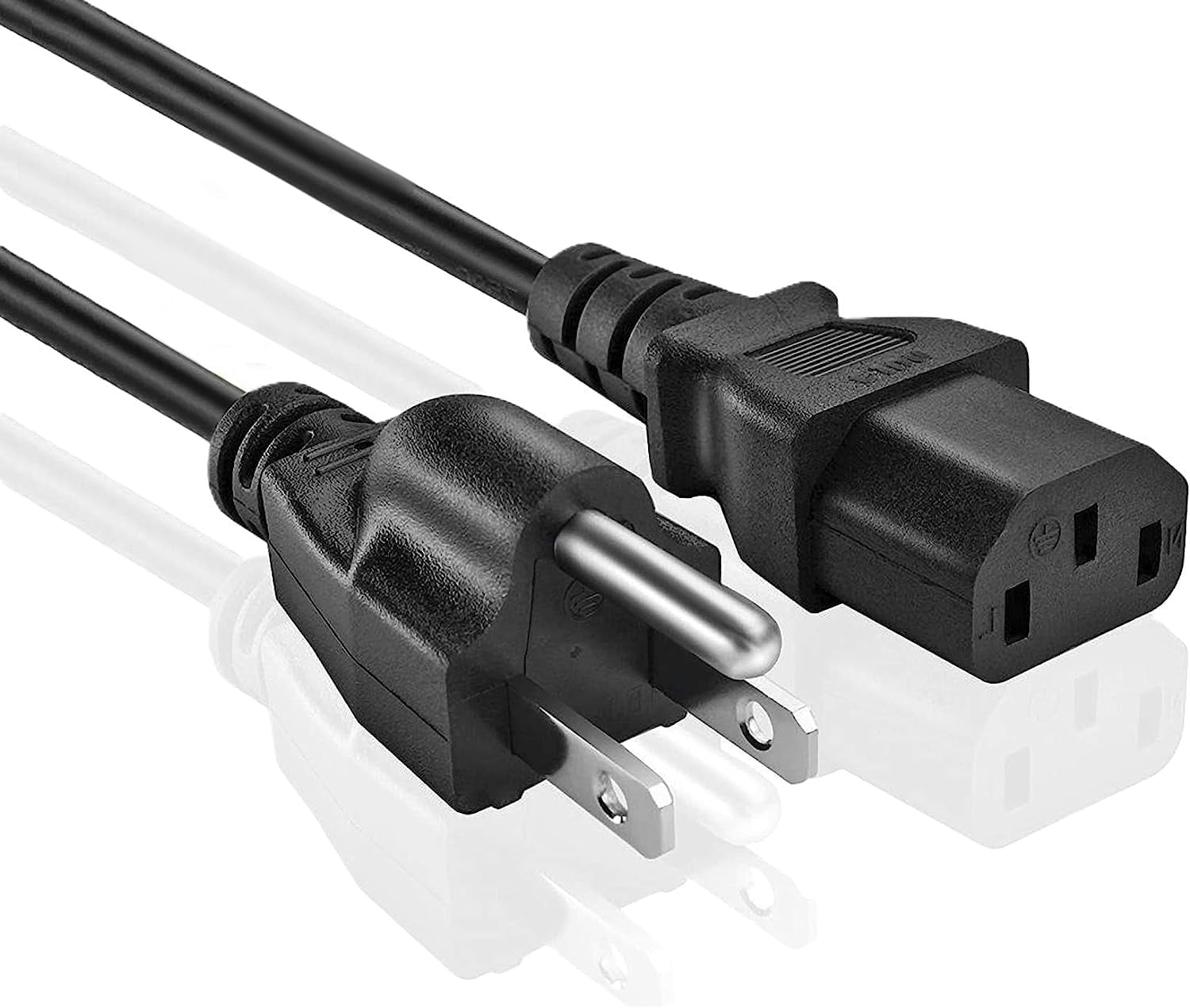 Universal PC Power Cord - 3 Prong AC Power Cable Replacement for ...