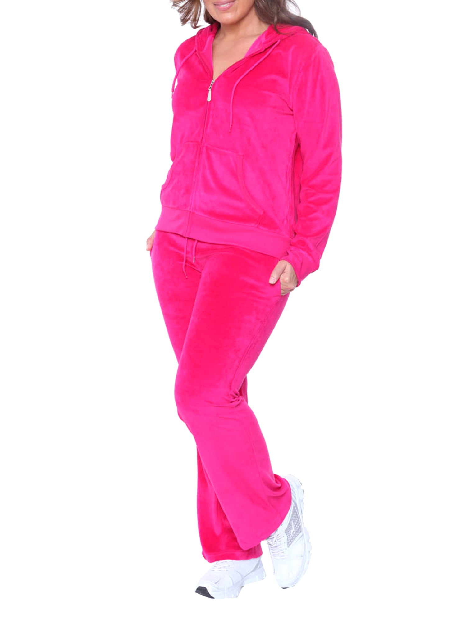 Universal PS2828-03-1XL Velour 2 Piece Womens Plus Size Set, Fuchsia ...