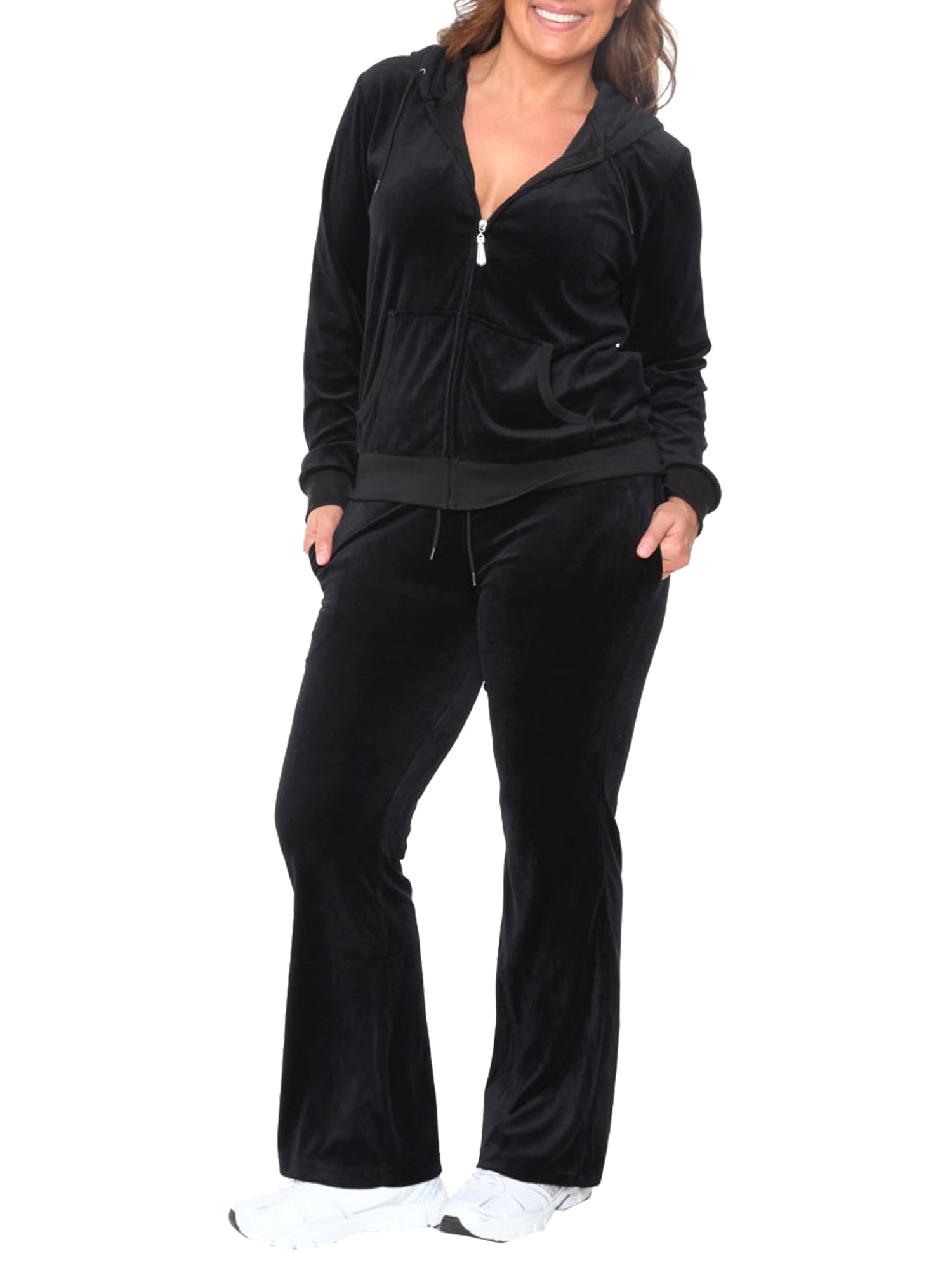 Universal PS2828-06-1XL Velour 2 Piece Womens Plus Size Set, Black ...