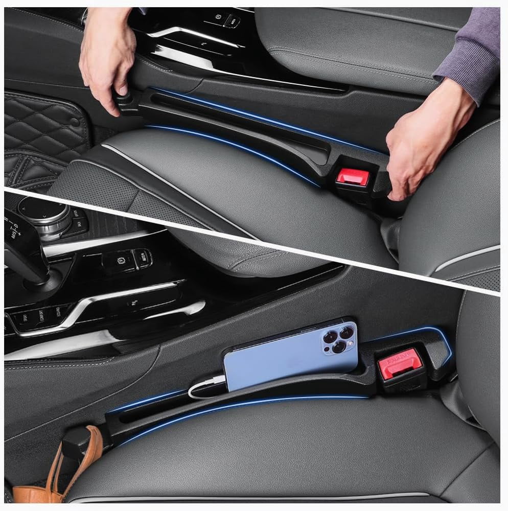 Universal PU Car Seat Gap Filler Organizer 2 Pack Based Car Organizer ...