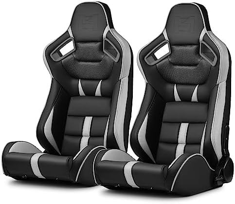 Universal PVC Leather Reclinable Black with Gray Racing Seats Right ...