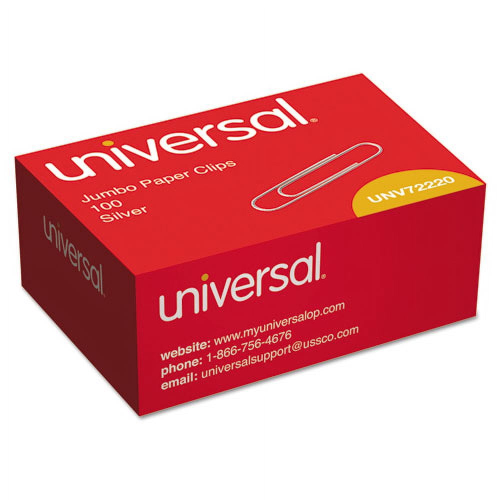 Universal Paper Clips, Jumbo, Smooth, Silver, 100 Clips/Box, 10 Boxes ...