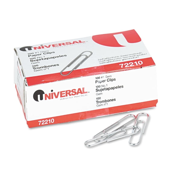 Universal Regular Office Supplies: No.1 Silver Smooth Paper Clips, 12PK ...