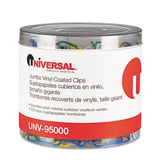 Universal Paper Clips- Vinyl Coated Wire- Jumbo- Assorted Colors- 250 ...