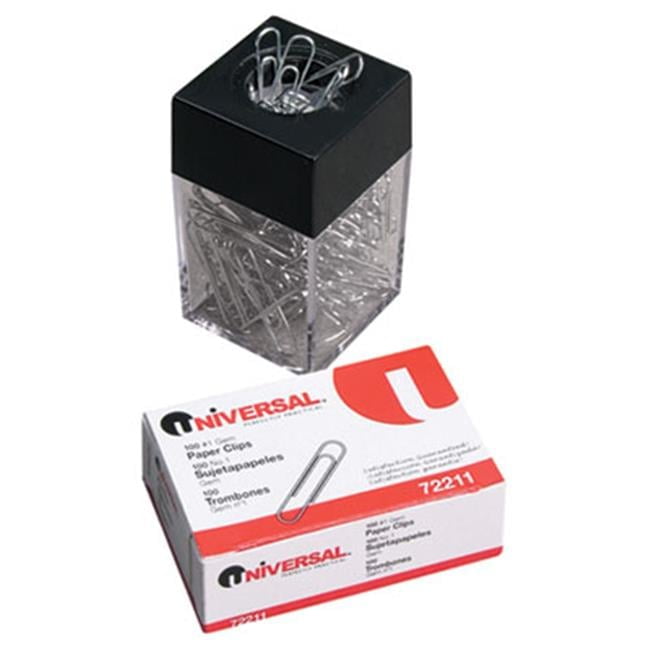Universal Paper Clips with Magnetic Dispenser, Wire, 1.38 in., Silver ...